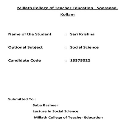 Millath college of teacher education Assignment | PDF
