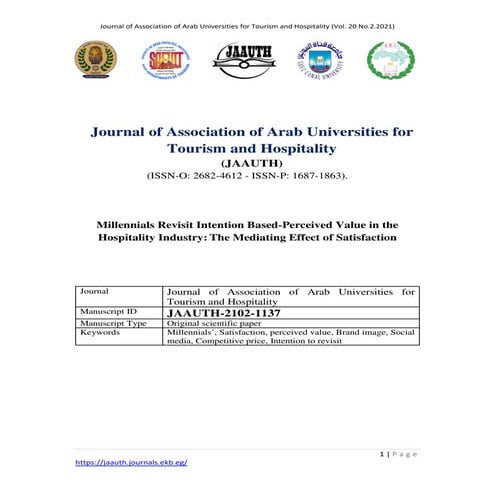 Millennials revisit intention based perceived value in the hospitality ...