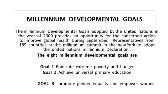 8 Millennium Development Goals (MDG) | PPTX