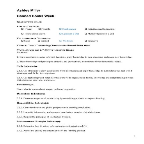 Banned Books Week_Collaborative Lesson | DOC | Educational Assessment ...