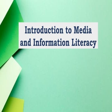 Media, information and technology literacy | PPTX