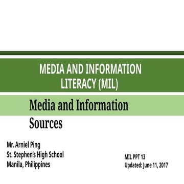 MIL Lesson 5 Media and Information sources | PPTX