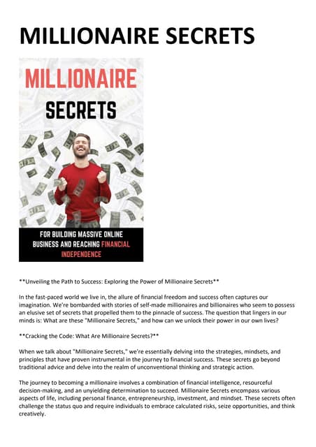 Millionaire Secret pdf | PDF