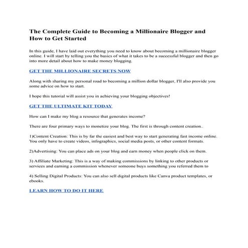 Millionaire Secrets - How to Become a Multimillionaire Online 2023 | PDF