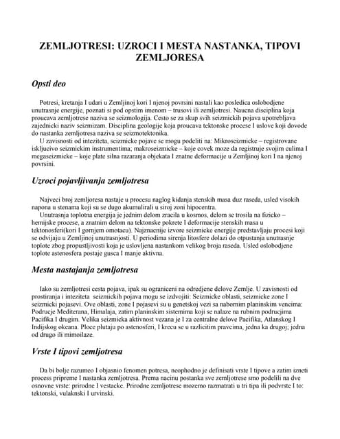 Vulkanizam i Zemljotresi | PPT