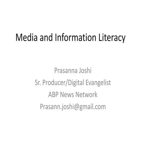 Media and Information Literacy MIL | PPT