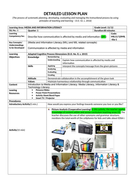 DLP DIASS Q2 Week a - Settings, Processes and Tools in Communication.doc