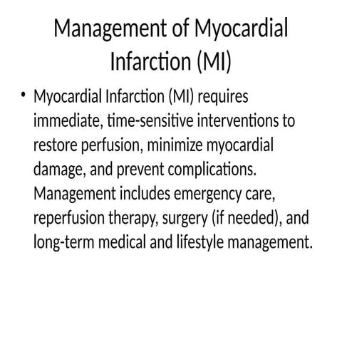 MYOCARDIAL INFARCTION-MANAGEMENT | PPTX