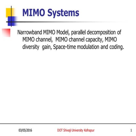 Multiple Input Multiple Output Techniques Pdf