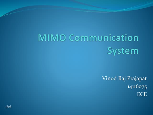 Mimo in Wireless Communication | PPTX | Computer Networking | Computing