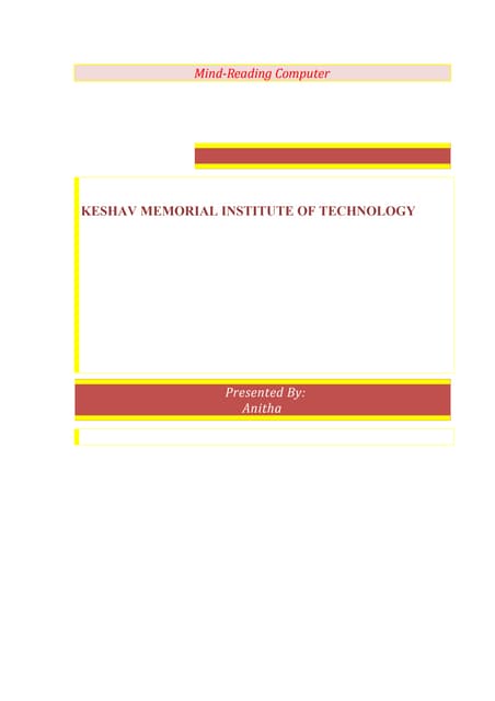 Mind reading computer ppt | PPTX | Artificial Intelligence | Technology & Computing