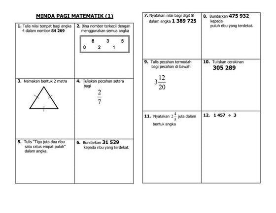 Nota Padat Matematik UPSR | PDF