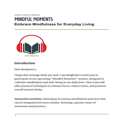 Mindfulness for Everyday Living Interactive Activities | PDF