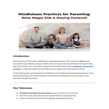 Mindfulness Practices for Parenting- Raise Happy Kids & Staying ...