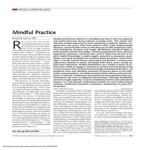 Mindful practice. ronald epstein[1] | PDF