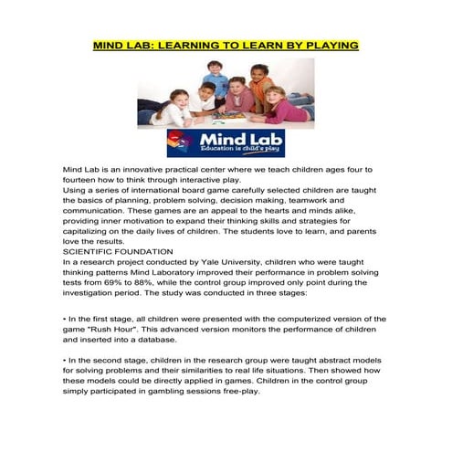 Mind Lab Learning To Learn By Playing | DOCX