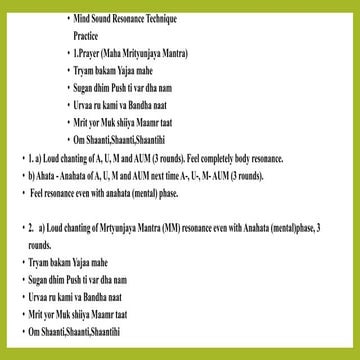 MIND SOUND RESONANCE TECHNIQUE - PRACTICE | PPT