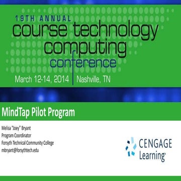 MindTap Pilot Program - Course Technology Computing Conference | PPTX | Educational Assessment ...