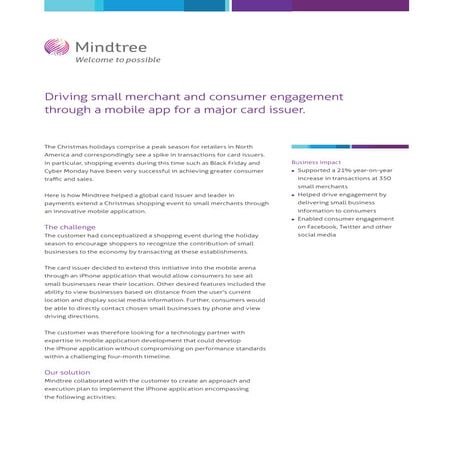 Driving small merchant and consumer engagement through a mobile app for ...