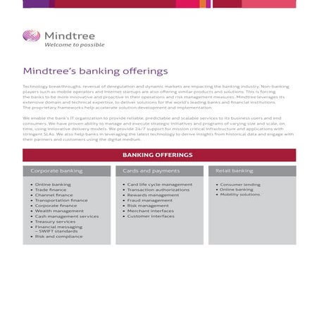 Mindtree's Banking offerings. | PDF | Business Banking & Finance | Business