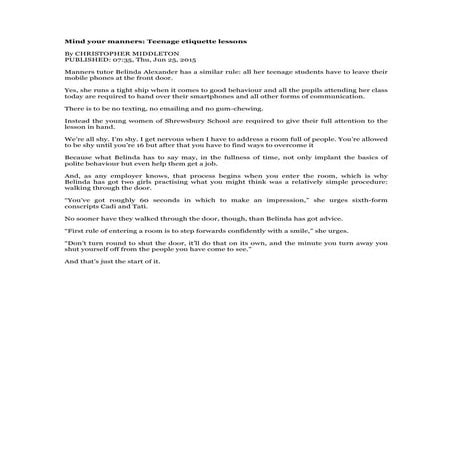 Mind your manners | PDF