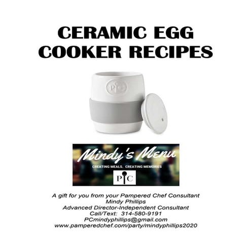 PC Ceramic Egg Cooker E-cookbook courtesy of Mindy's Menu PC | PDF