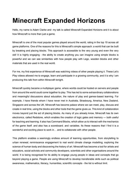 What is minecraft. | PDF