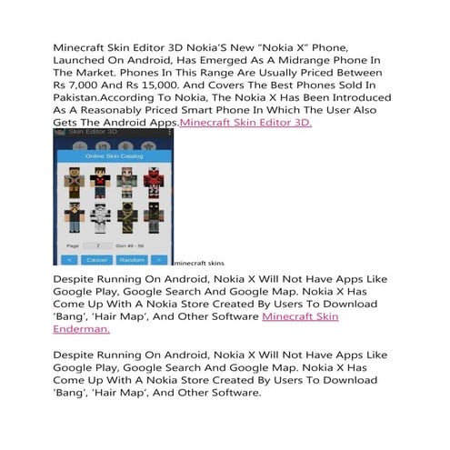 Minecraft skin editor 3d | PDF