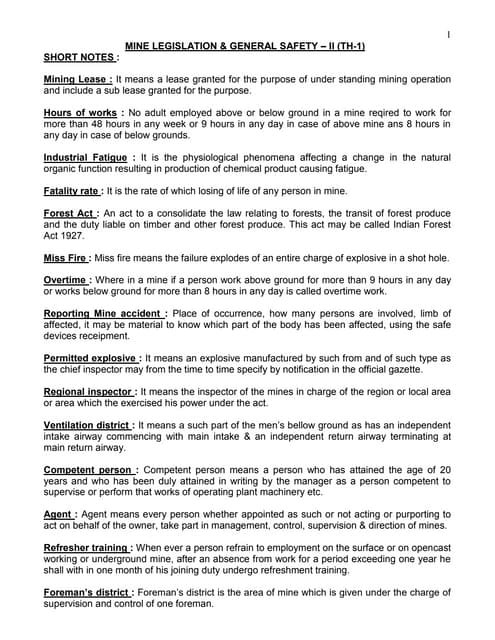 Mines vocational training rules 1966 short answer notes | PPTX ...
