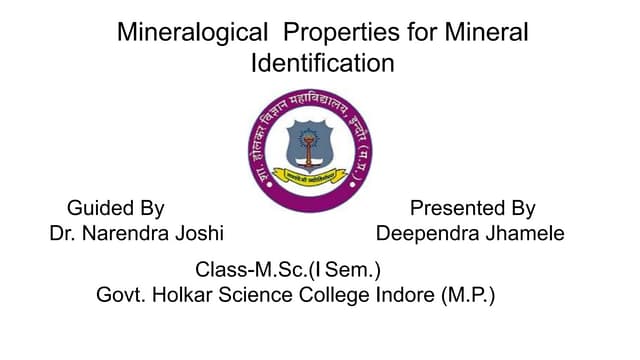 Physical properties of minerals | PPTX