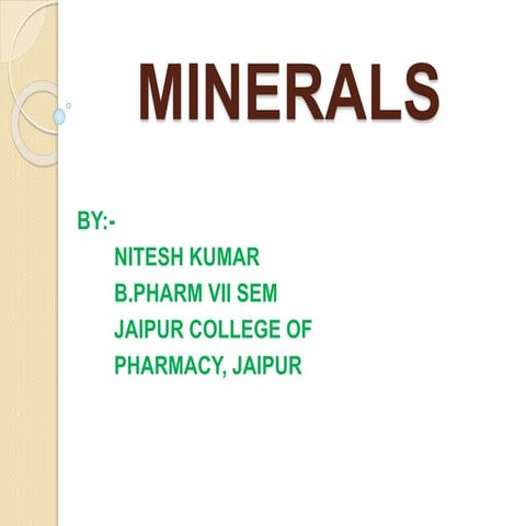 Minerals | PPTX | Geology | Science