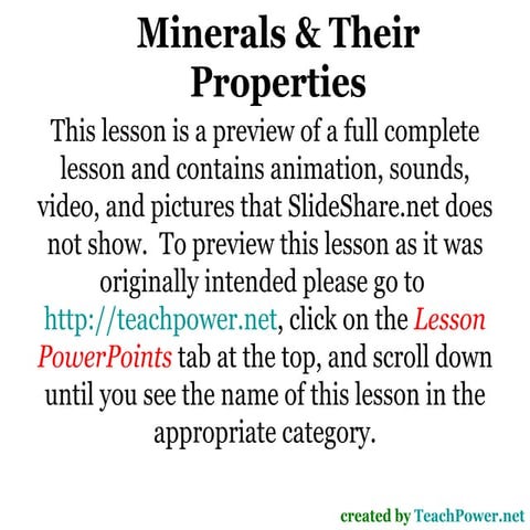 Minerals & their properties | PPT