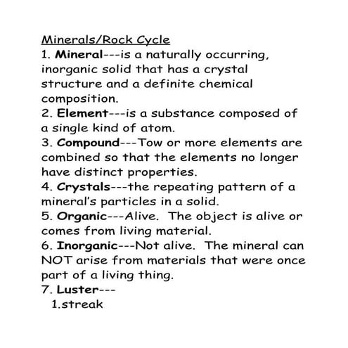 Minerals vocabulary | PDF