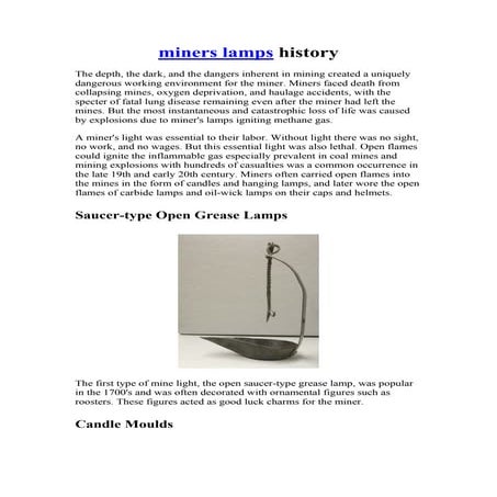 Miners lamps history | PDF