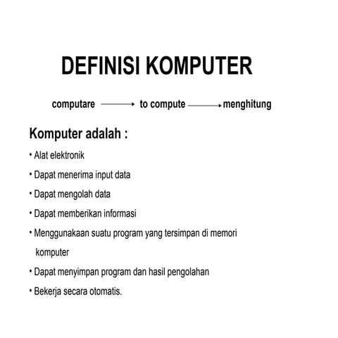 Definisi Komputer dan applikasinya dalam | PPT