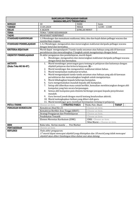 RPH MINGGU TRANSISI | PDF