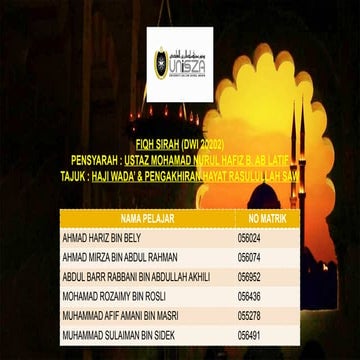 Haji Wada' & Kewafatan Rasulullah (Universiti Sultan Zainal Abidin) | PDF