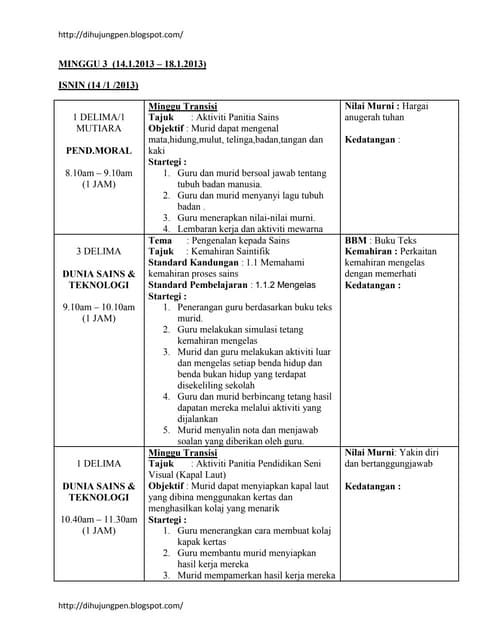 RPH MINGGU TRANSISI | PDF