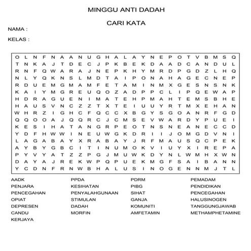 Minggu anti dadah cari kata | PDF