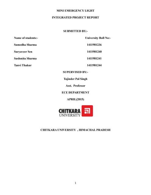 Automatic led emergency light | DOCX | Consumer Electronics | Technology & Computing