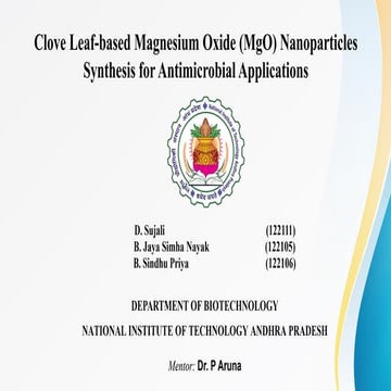 Clove Leaf-based Magnesium Oxide (MgO) Nanoparticles Synthesis for ...