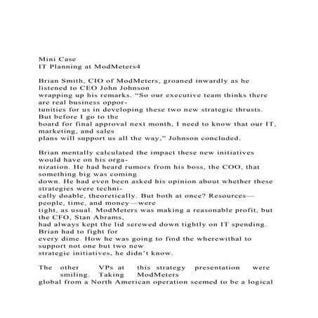 Mini CaseIT Planning at ModMeters4Brian Smith, CIO of Mo.docx