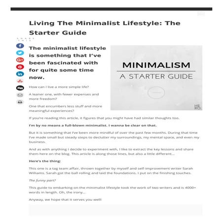 Living The Minimalist Lifestyle: The Starter Guide | PDF