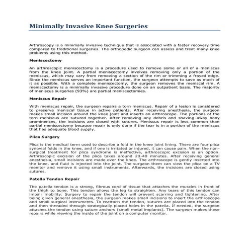 Minimally invasive knee surgeries | PDF
