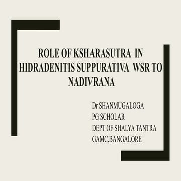 Role of Ksharasutra in Hidradenitis Suppurativa wsr to Nadivrana ...