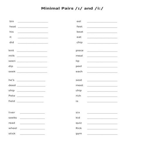 Minimal pairs 1 | PDF