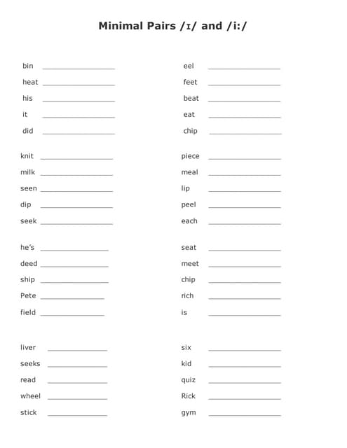 Minimal pairs 2 | PDF