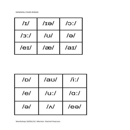 Minimal pairs bingo | PDF