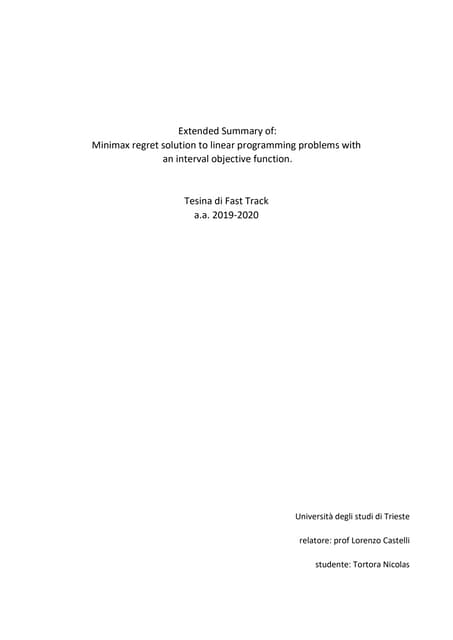 Minimax Regret Solution To Linear Programming Problems With An Interval Objective Function Pdf