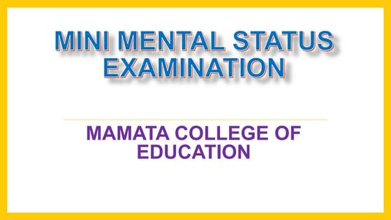 Mini mental status examination | PPSX | Standardized Testing ...